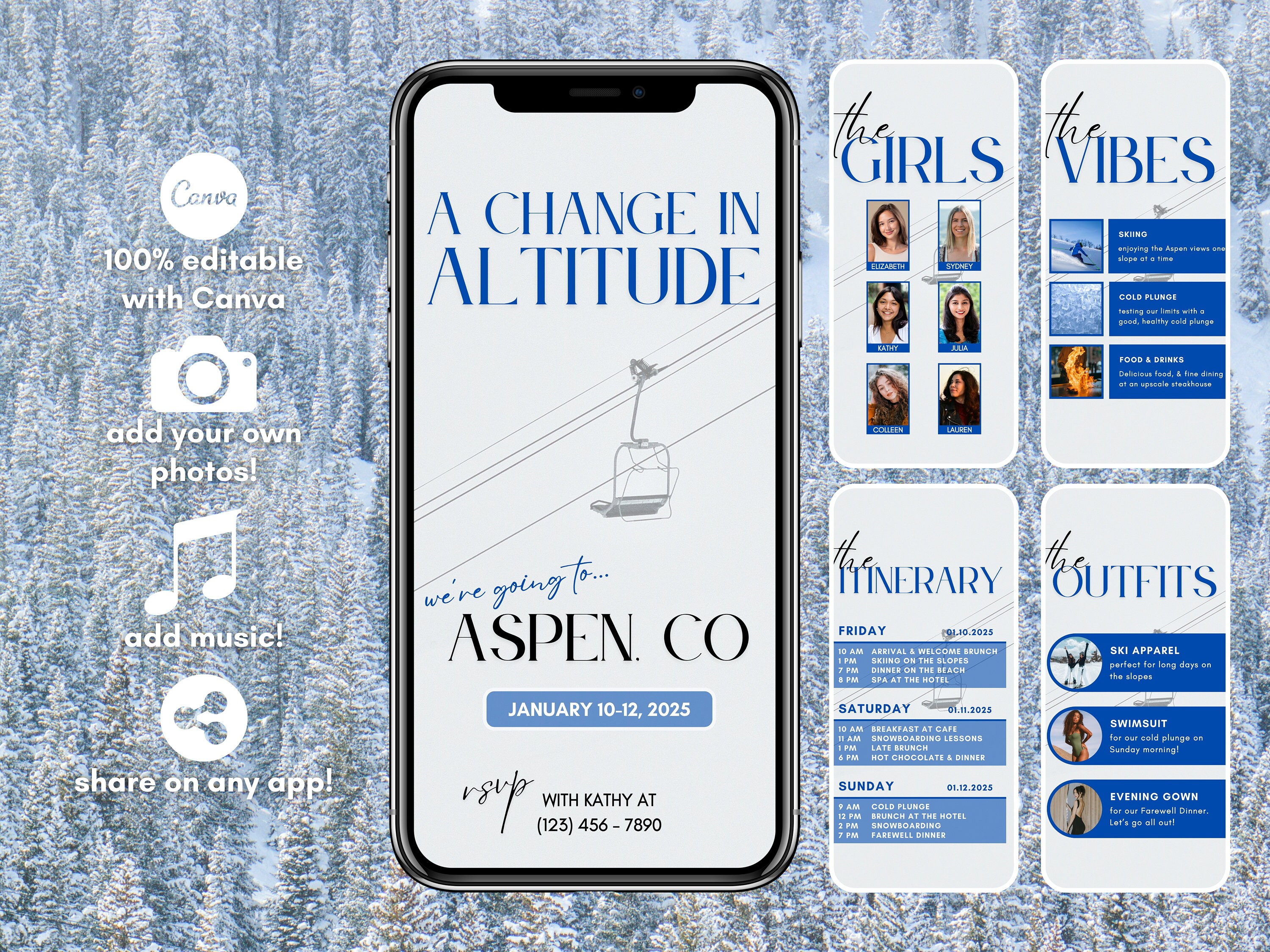 Digital Aspen Ski Trip Invitation, A Change in Altitude, Itinerary, E ...