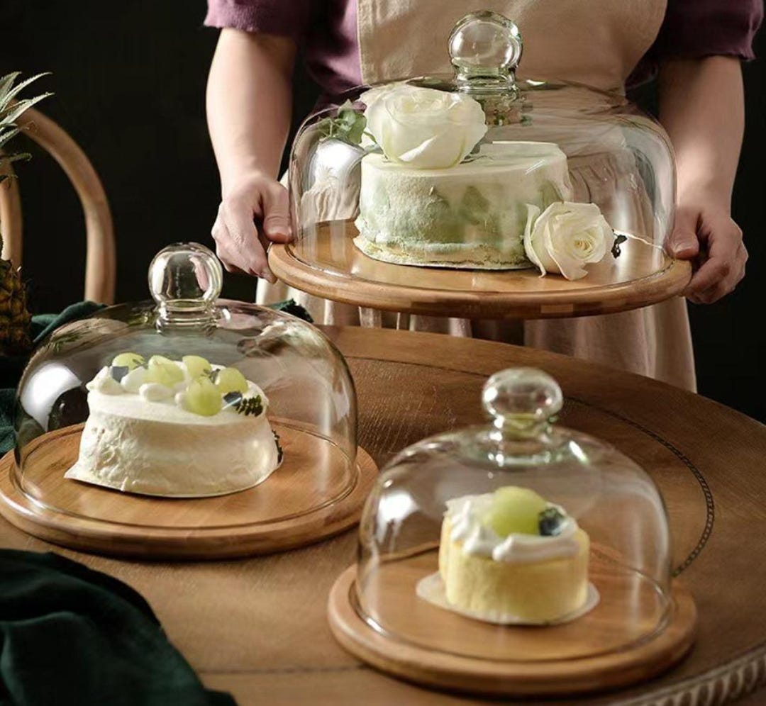 Glass Cloche Dome Clear Glass Lid for Platter & Cheese Display Round ...