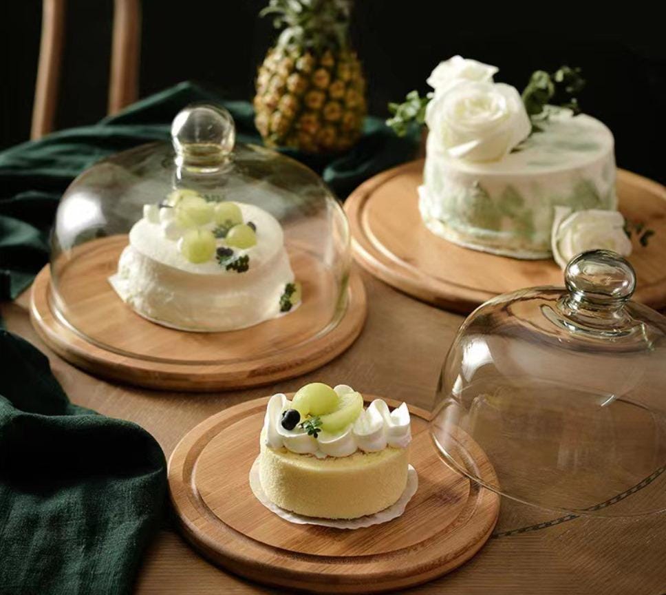 Glass Cloche Dome Clear Glass Lid for Platter & Cheese Display Round ...
