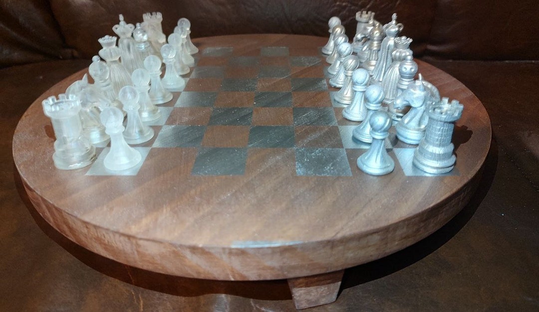 Elegant Handcrafted Designer Chess Set Round Board With Clear and ...