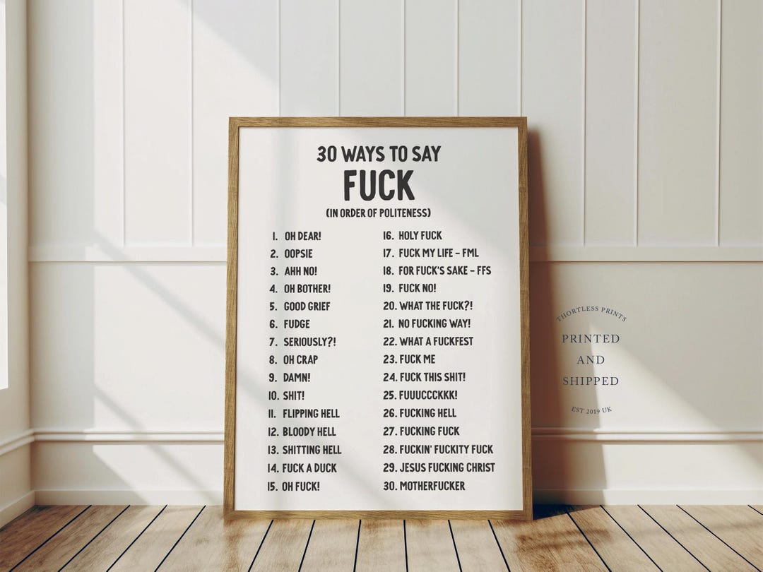 Swear Word Art Print: 30 Ways to Say F*ck, Funny Home Decor (unframed ...