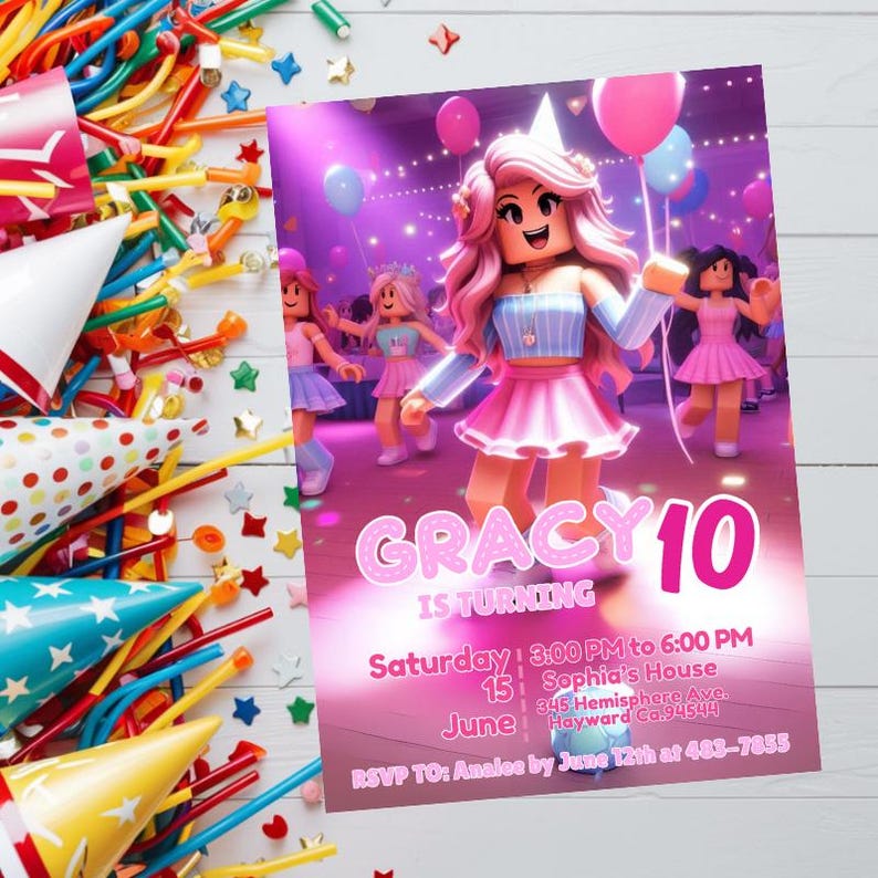 Roblox Invitation, Roblox Invite, Game Birthday, Roblox Girl Birthday ...