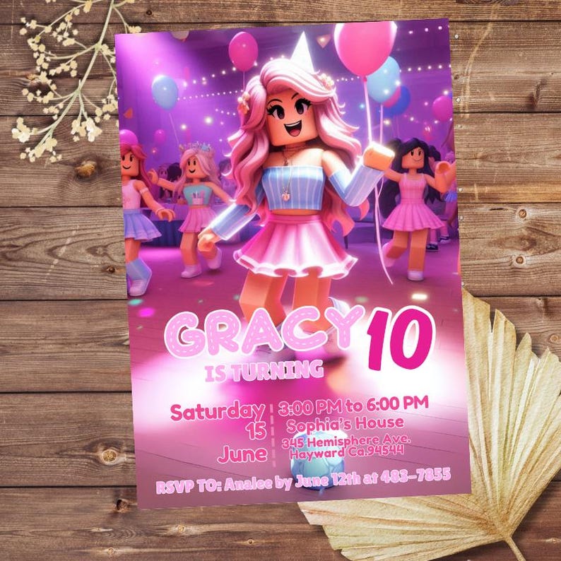 Roblox Invitation, Roblox Invite, Game Birthday, Roblox Girl Birthday ...