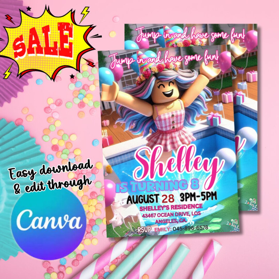 Roblox Invitation, Roblox Invite, Game Birthday, Roblox Girl Birthday ...