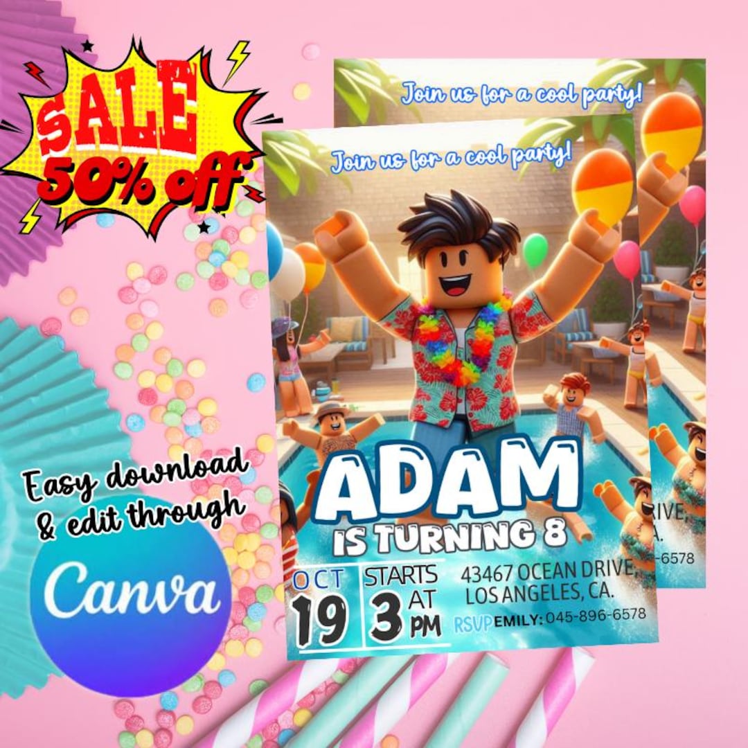 Roblox Invitation, Roblox Invite, Game Birthday, Roblox Boy Birthday ...