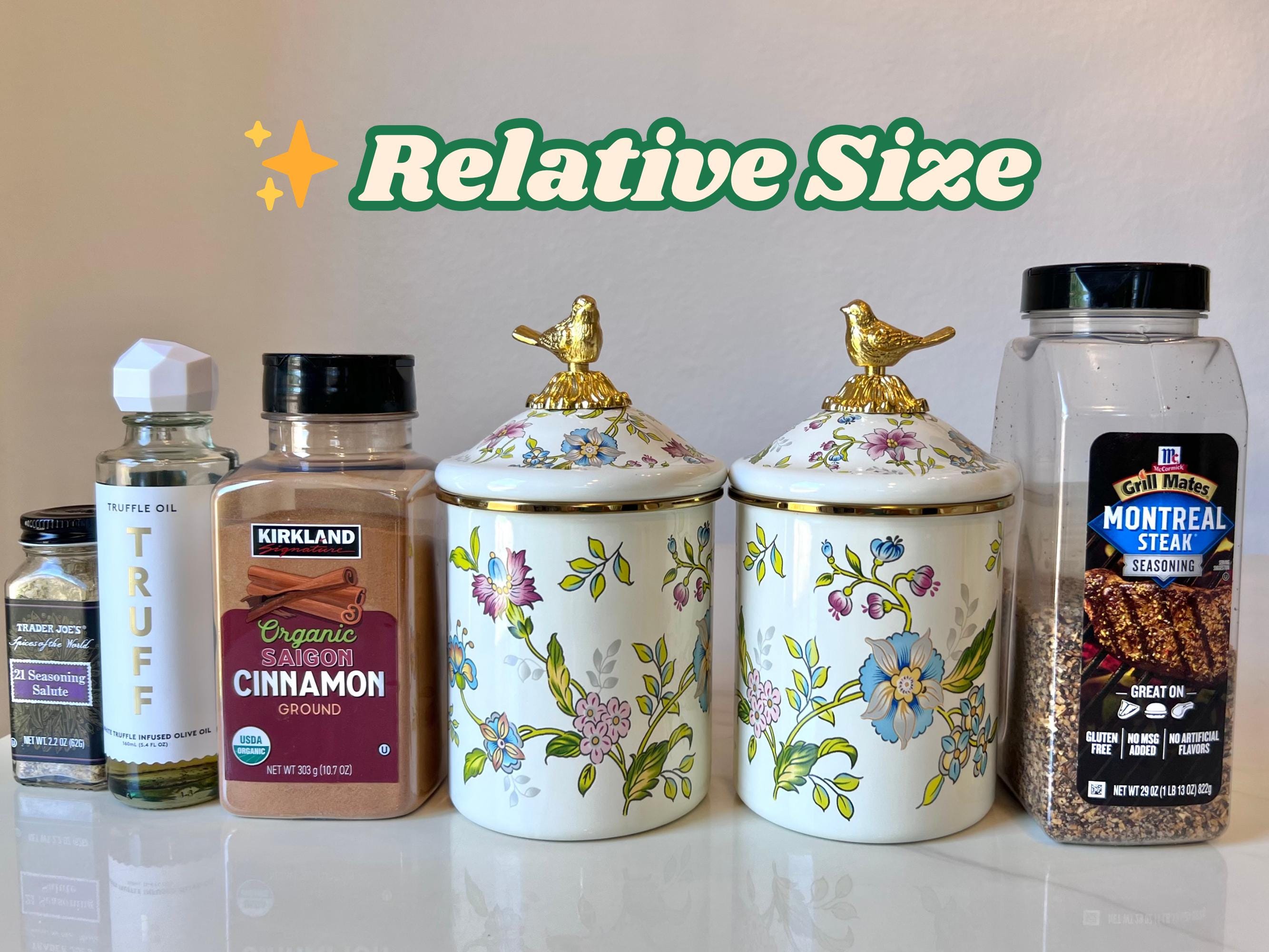 Wildflower Garden Enamel Canister Set: Bird Lid Kitchen Storage Jars - Etsy