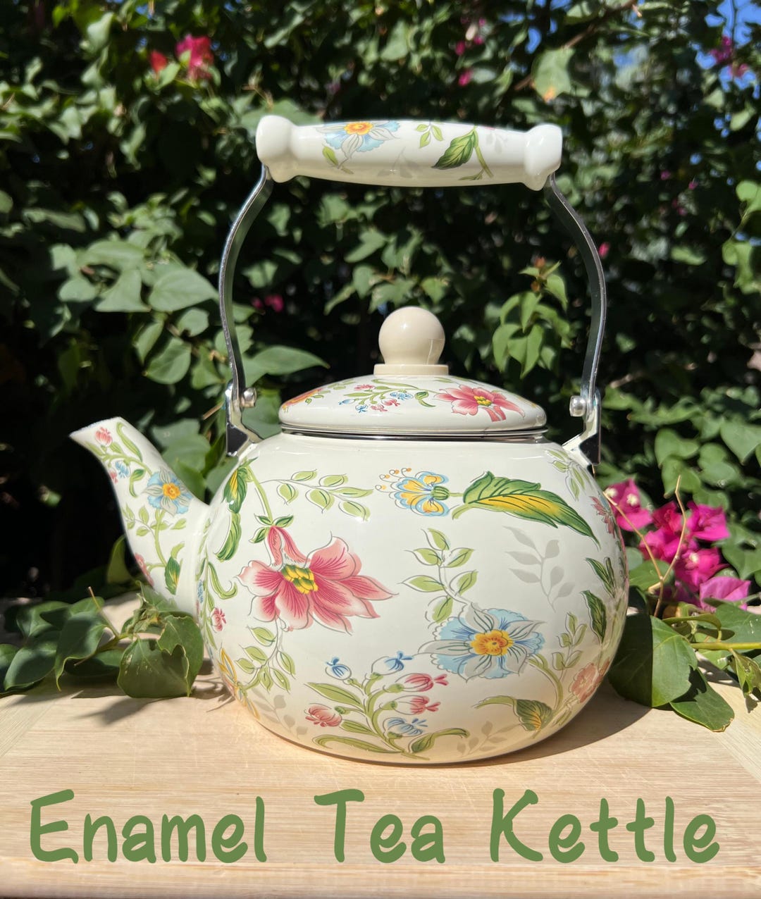 Enamel Tea Kettle, Vintage Teapot With Infuser, Kettle for Stovetop ...
