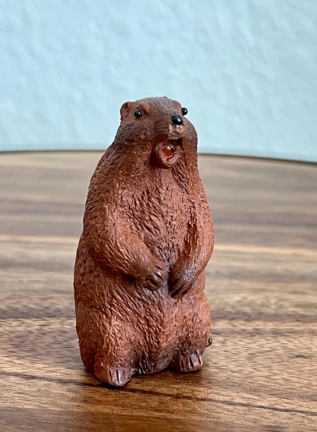 Handmade Clay Groundhog Figurine: Marmot Tea Pet, Woodchuck Gift for ...