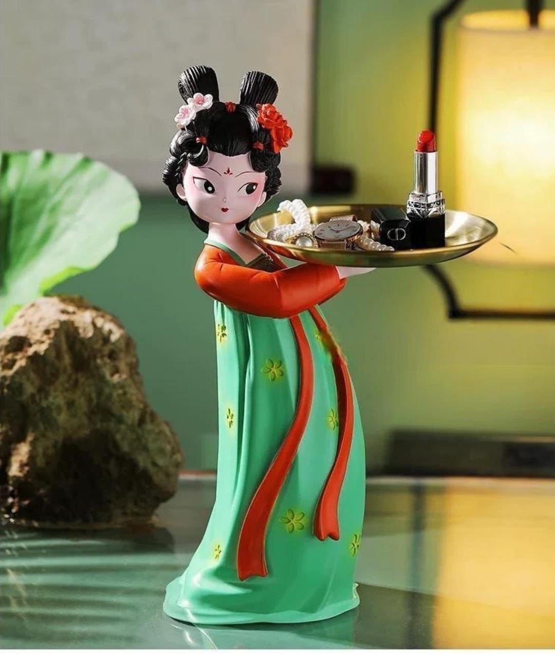 Statue With Golden Tray, Lady of Chinese Tang Dynasty Sculpture ...