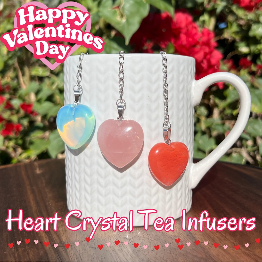 Crystal Tea Infuser, Heart Shaped Crystal Tea Ball, Rose Quartz Tea ...