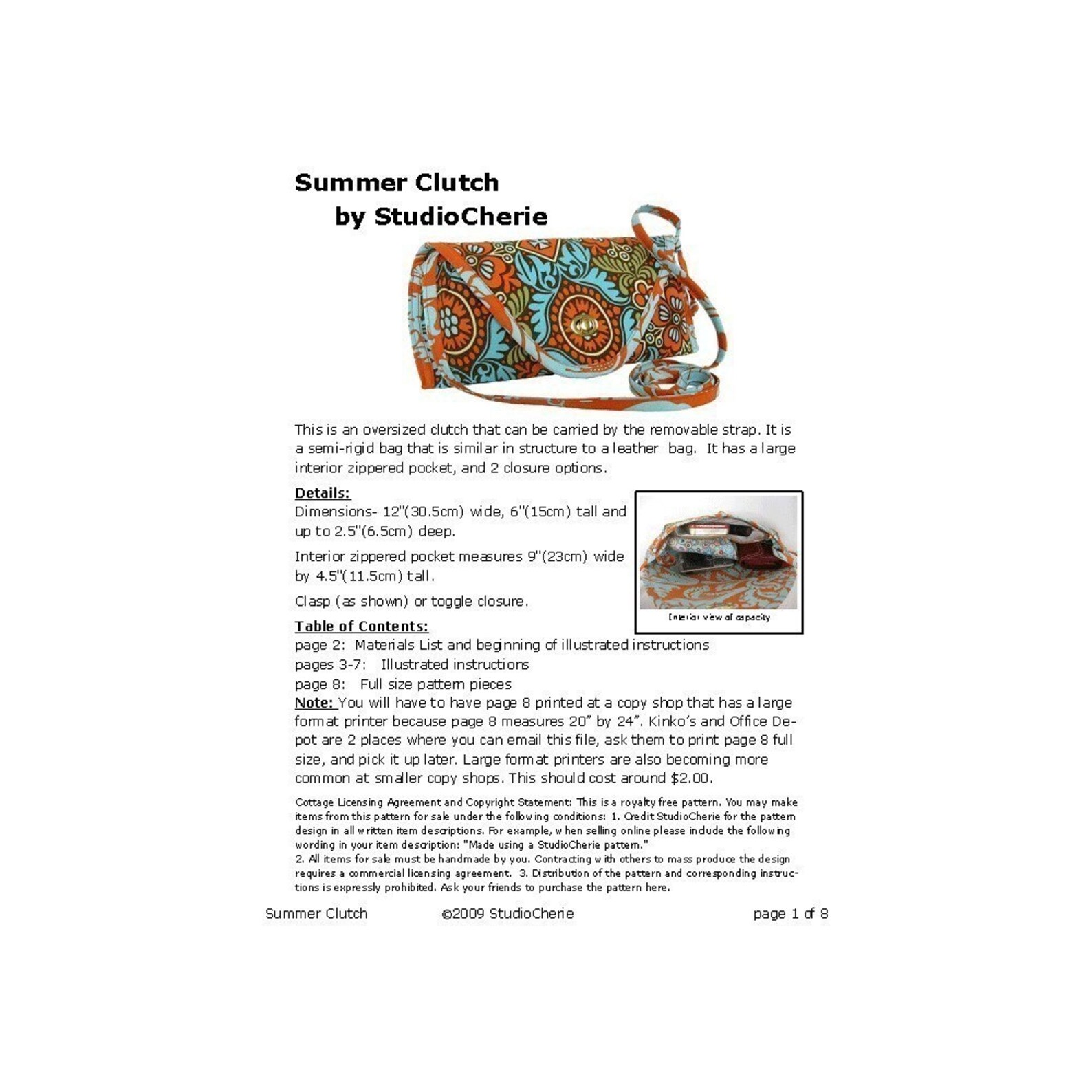 Summer Clutch Sewing Pattern Now in PDF Instant Download - Etsy