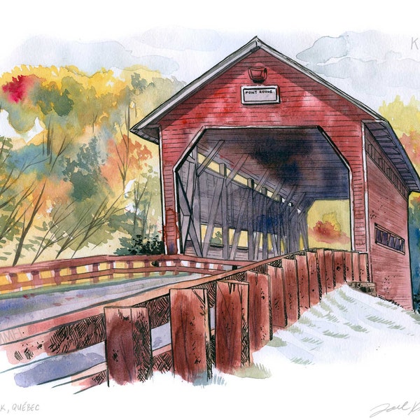 Red Covered Bridge - Etsy