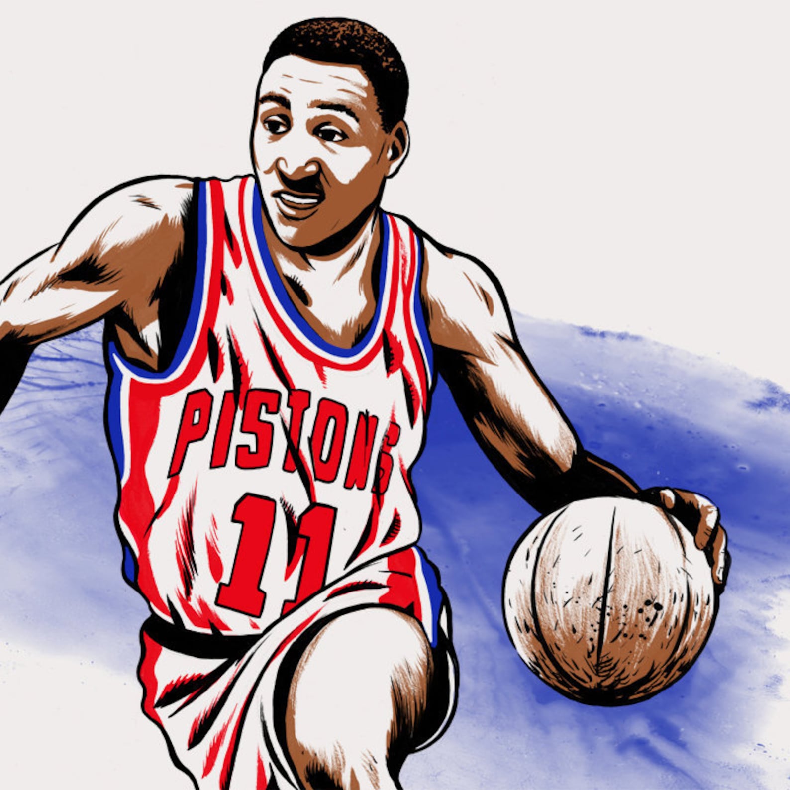 Isiah Thomas Detroit Pistons NBA Basketball Illustrated Print - Etsy