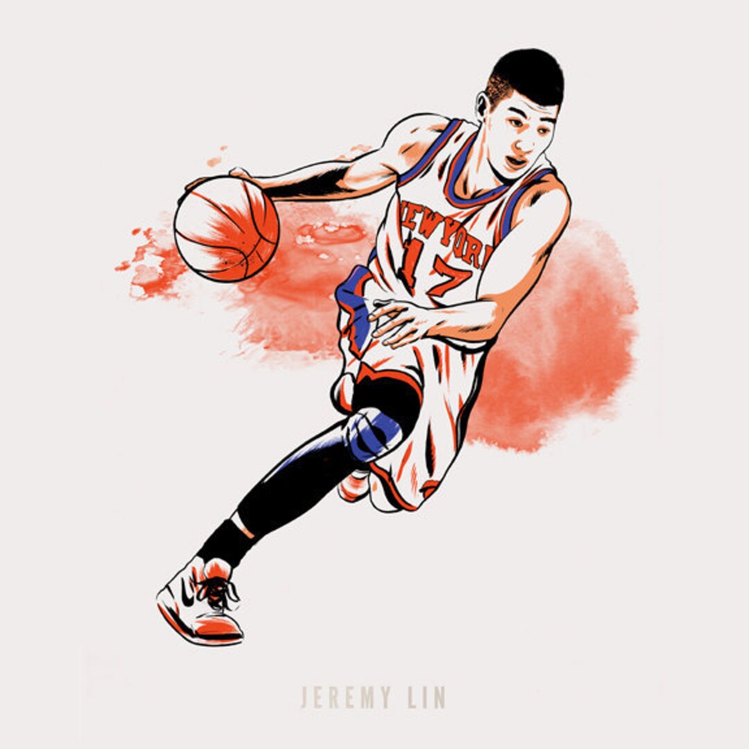 Jeremy Lin NBA Basketball Player New York Knicks Illustrated Print - Etsy