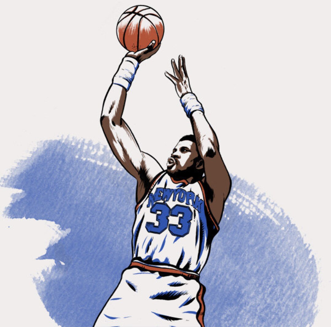 Patrick Ewing New York Knicks NBA Illustrated Print (limited Edition ...