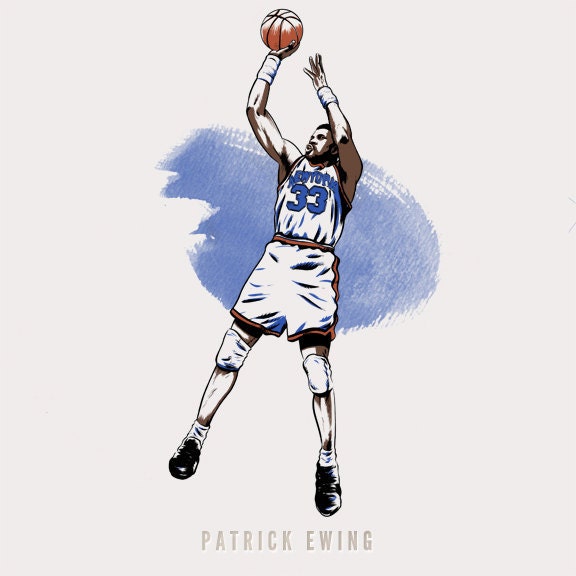 Patrick Ewing New York Knicks NBA Illustrated Print (limited Edition ...
