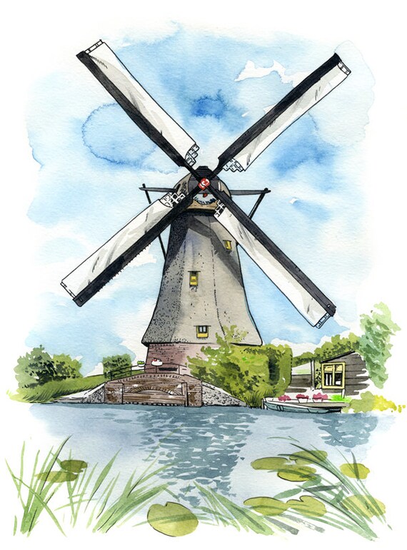 Dutch Windmill Sketch