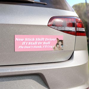 New Stick Shift Bumper Sticker Magnet, Pls Don't Honk, Silly Manual ...