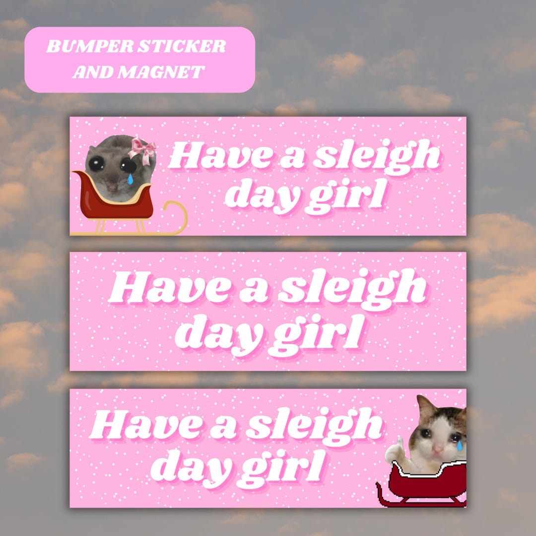 Have A Sleigh Slay Day Girl Funny Bumper Sticker Magnet Sad Hamster ...