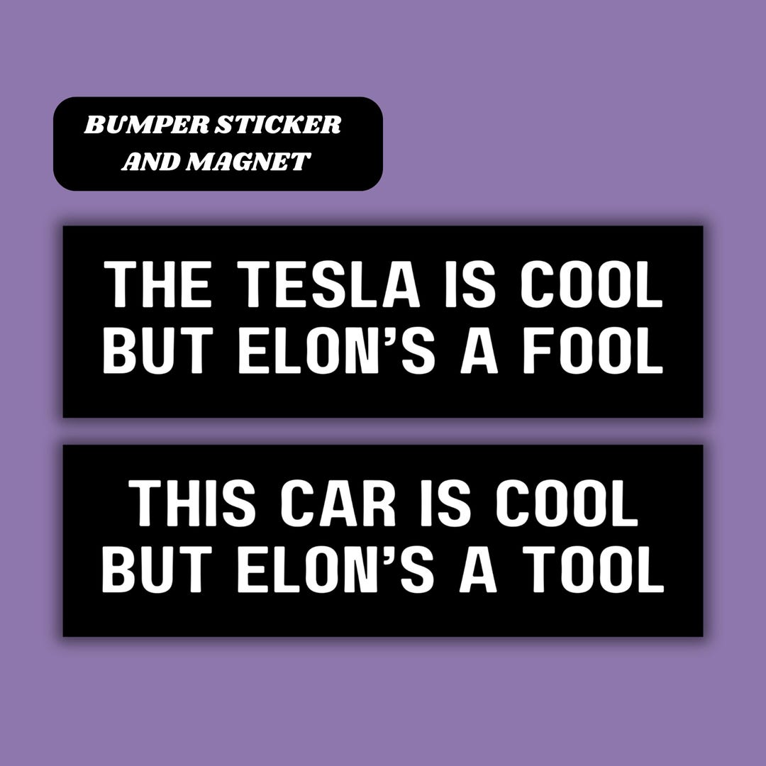 Funny Anti Elon Tesla Car Magnetic Bumper Sticker, Elon Musk Vinyl ...