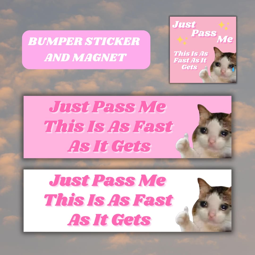 Just Pass Me This is as Fast as It Gets Car Bumper Sticker | Sad Cat ...