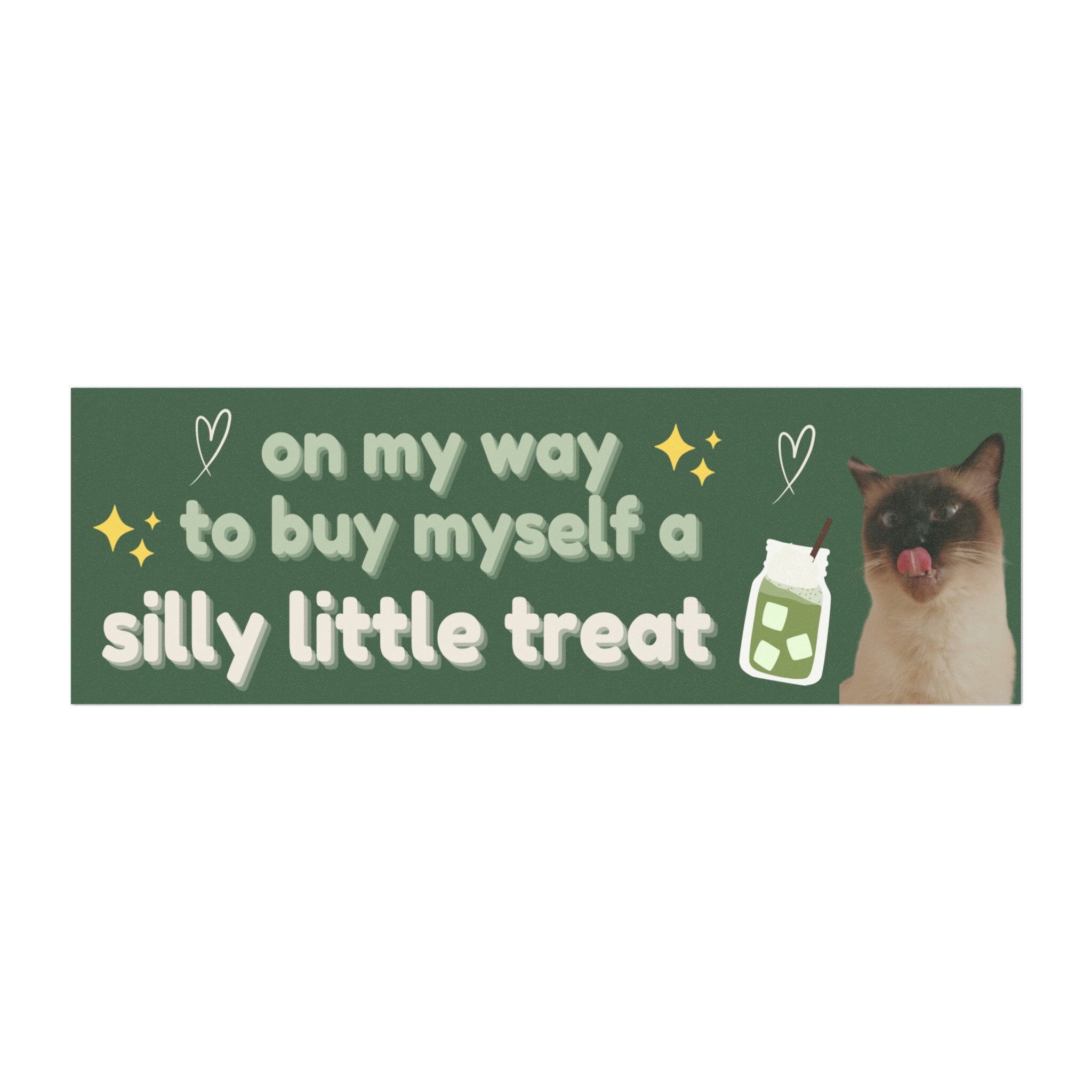 Cat Meme Matcha Green Tea Car Bumper Magnet Sticker | on My Way to Buy ...