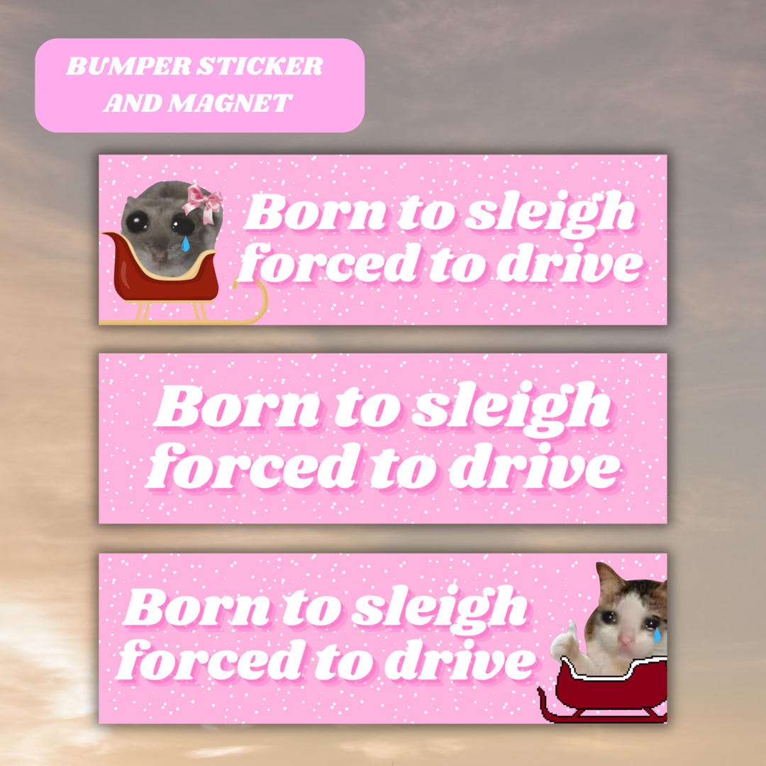 Born to Slay Forced to Drive Funny Bumper Sticker Magnet Sad Hamster ...