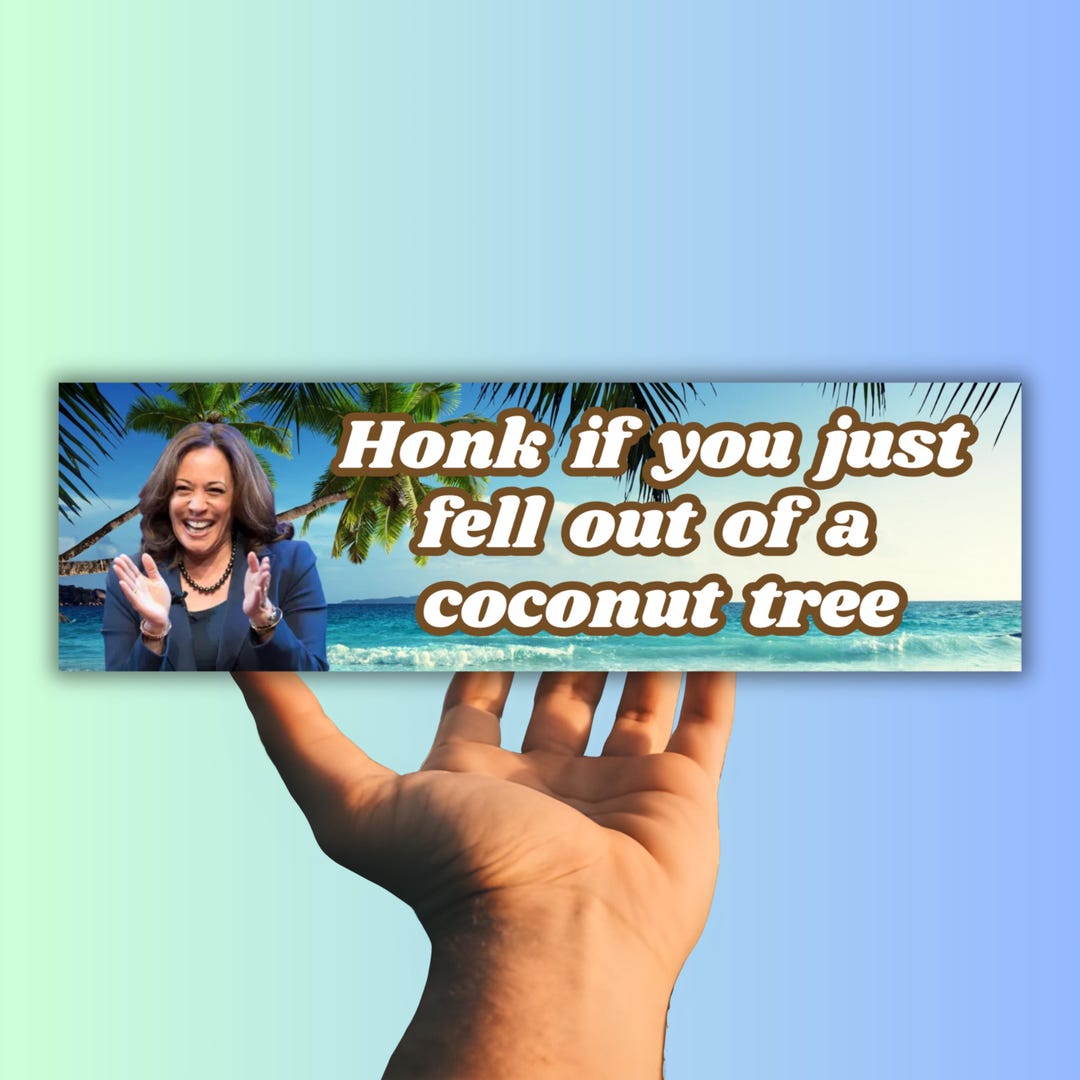 Kamala Harris 2024 Coconut Tree Meme Bumper Sticker & Magnet | Funny ...