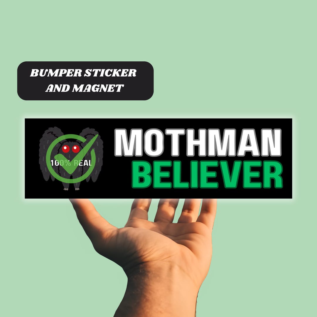 Funny Mothman Lover Magnetic Car Bumper Sticker "mothman Believer ...