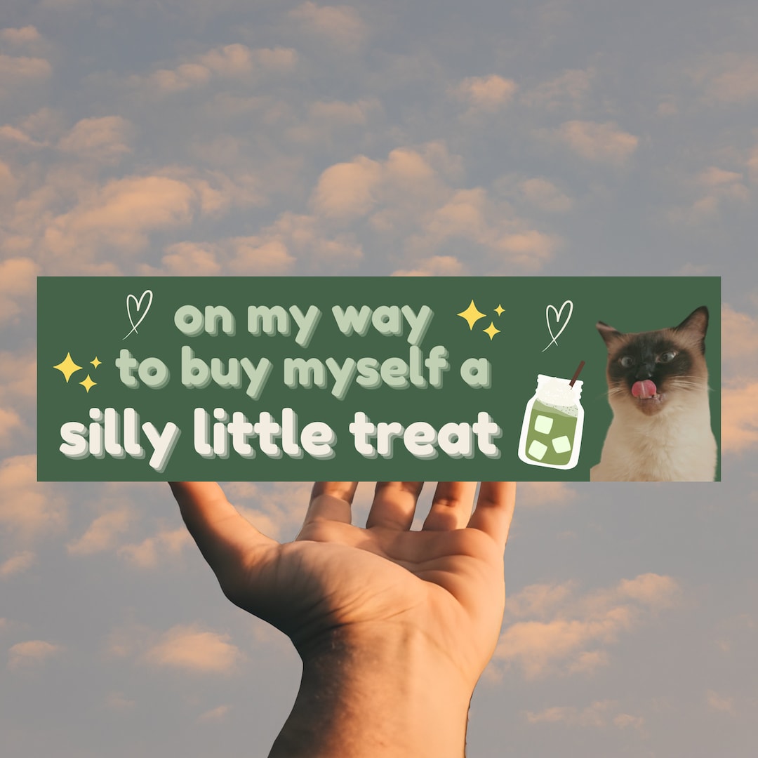 Cat Meme Matcha Green Tea Car Bumper Magnet Sticker | on My Way to Buy ...