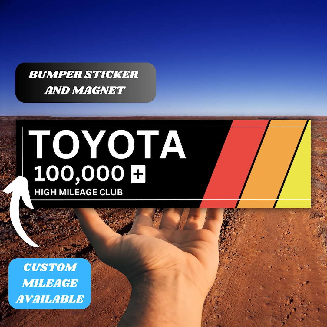 Personalised Toyota High Mileage Club Car Bumper Sticker Magnet, 4WD ...