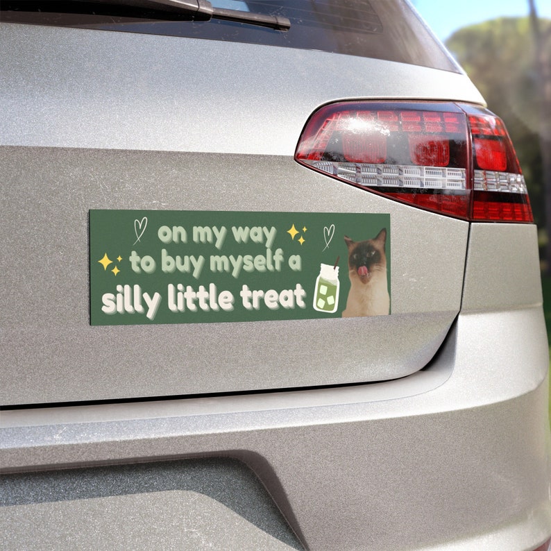 Cat Meme Matcha Green Tea Car Bumper Magnet Sticker | on My Way to Buy ...