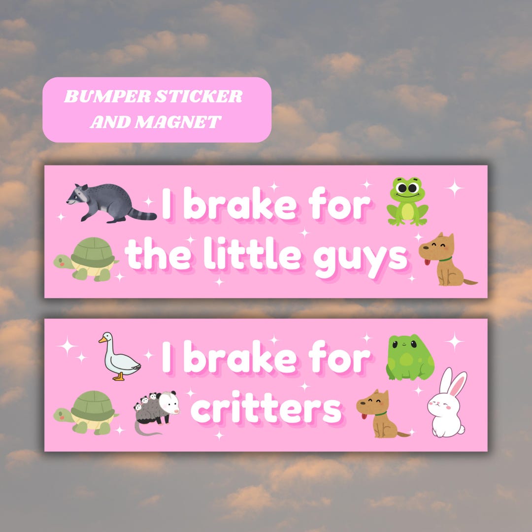I Brake for Cute Magnetic Car Bumper Sticker, Animal Critter Lover ...