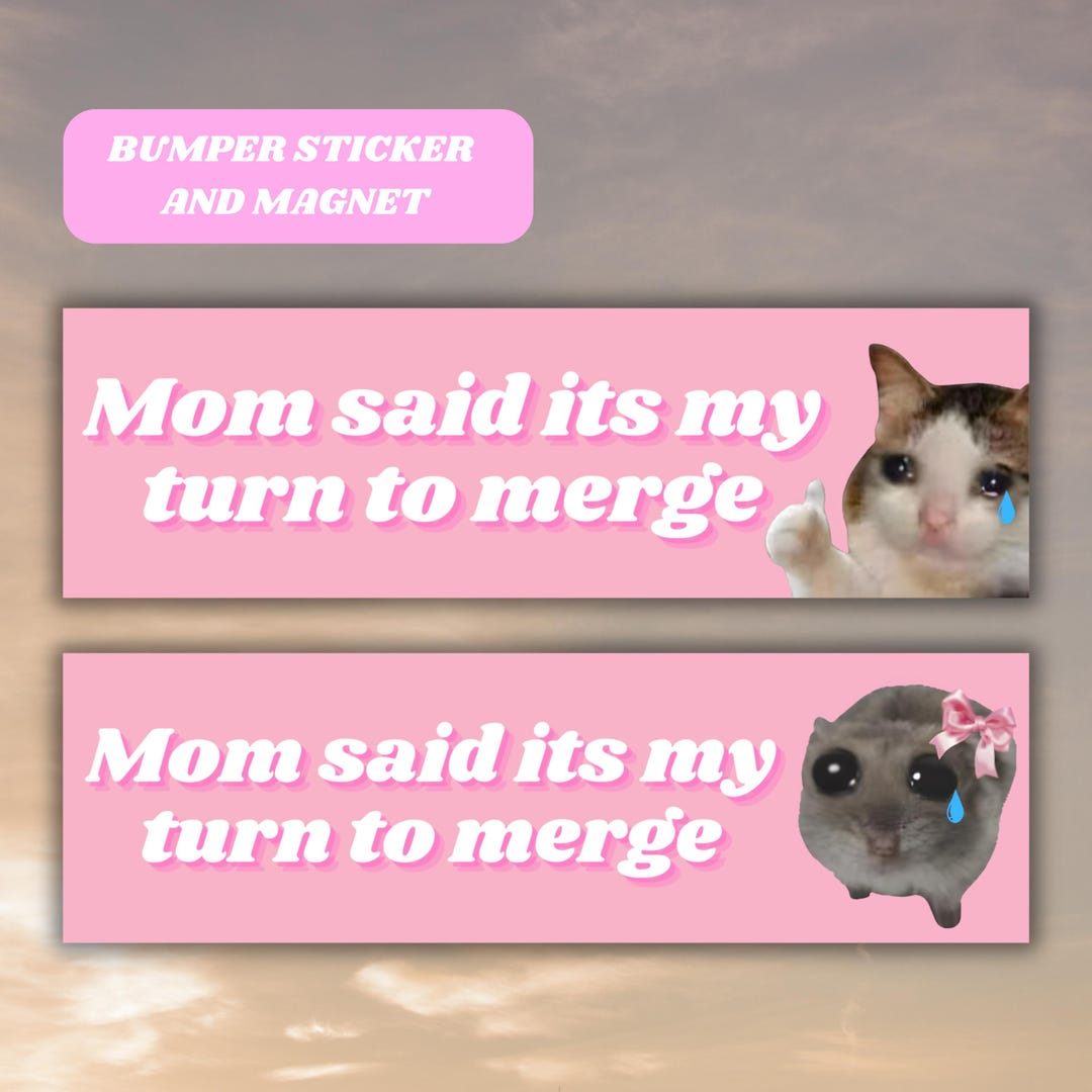 Mom Said It's My Turn to Merge Funny Bumper Sticker Magnet | Cute Cat ...