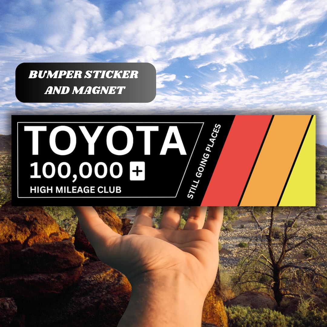 Custom Toyota High Mileage Club Car Bumper Sticker Magnet, 4WD 4x4 ...