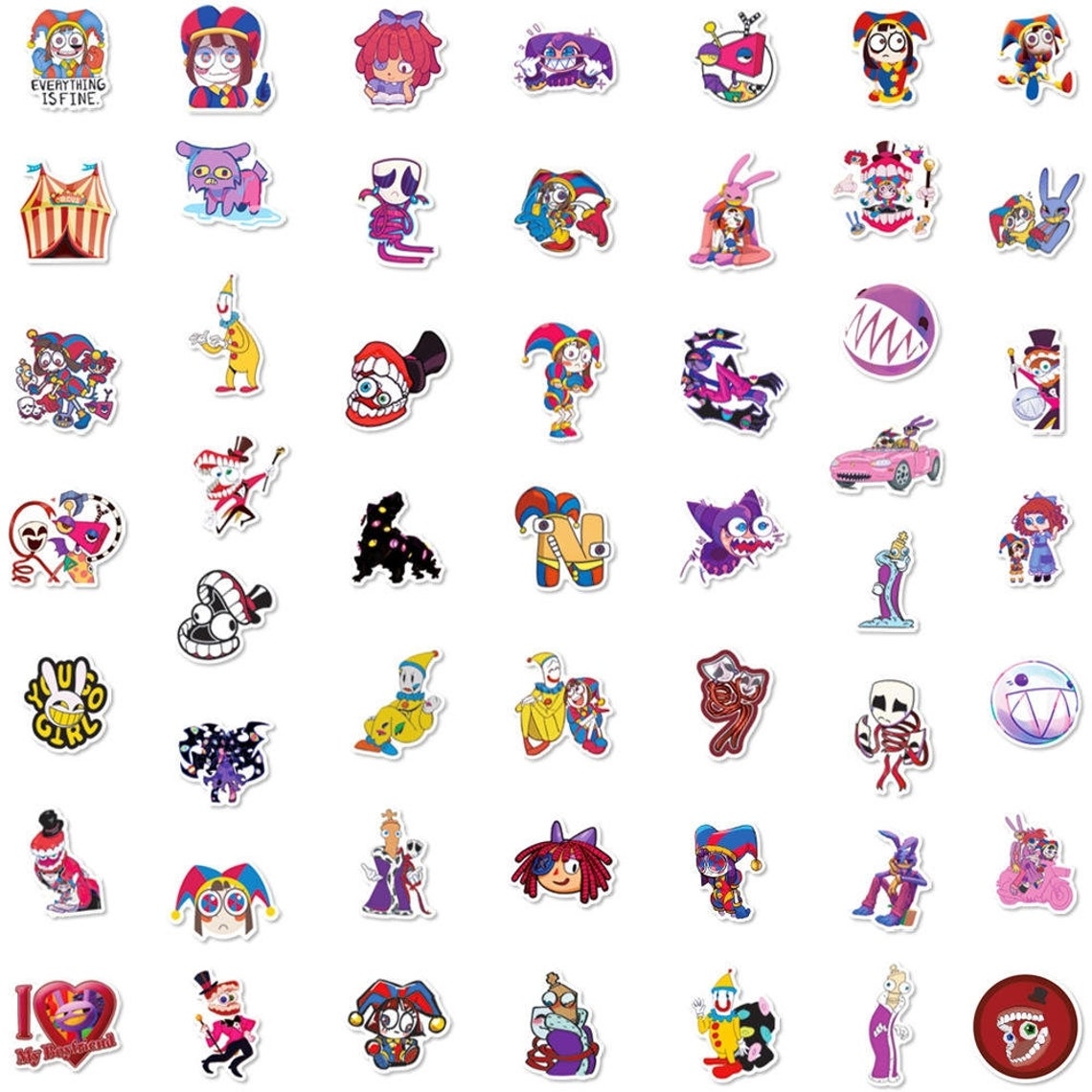 The Amazing Digital Circus 50 Pieces Vinyl Assorted Stickers Jax ...