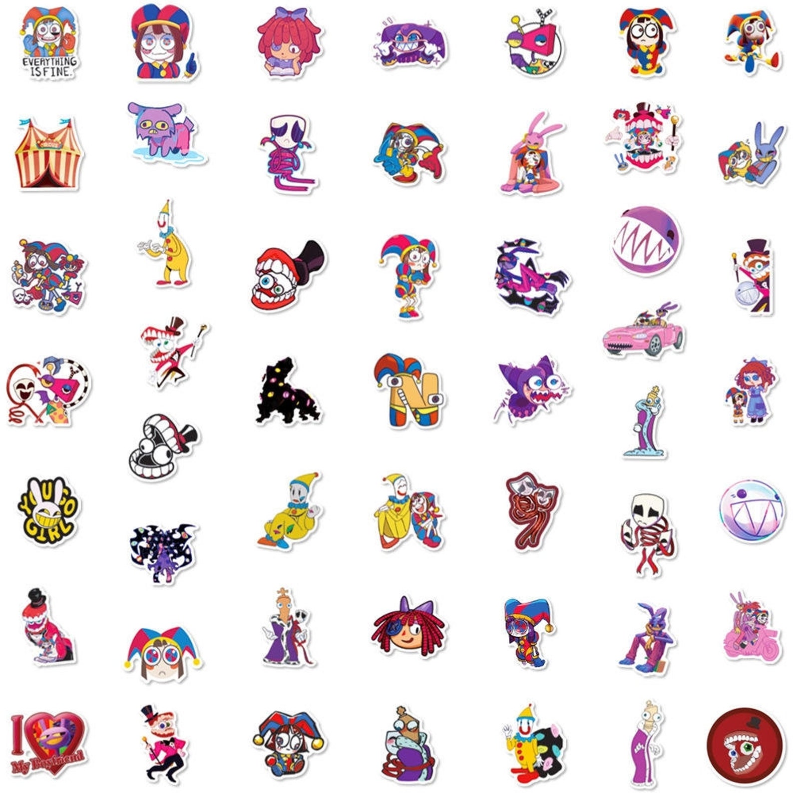 The Amazing Digital Circus 50 Pieces Vinyl Assorted Stickers Jax ...