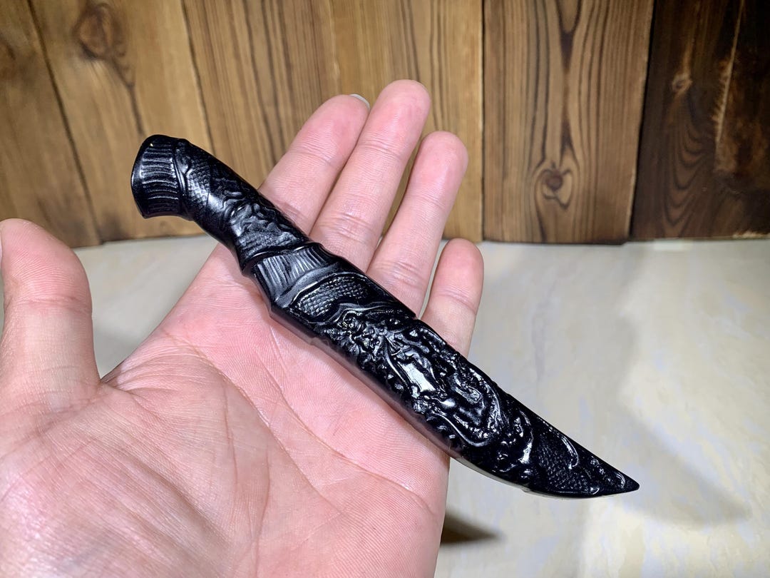 6 Collection Level Crystal Obsidian Knife Carving, Gemsotne Dagger ...