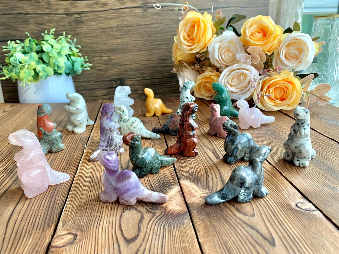 55MM Natural Crystal Dinosaur Figurine, Hand Carved Quartz Water ...