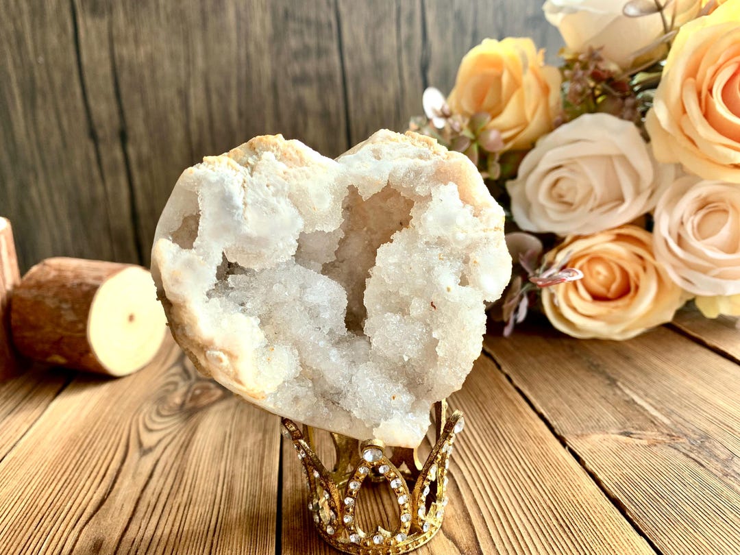 Gorgeous! Raw Crystal Morocco Geode Stone Heart, Mineral Specimen ...