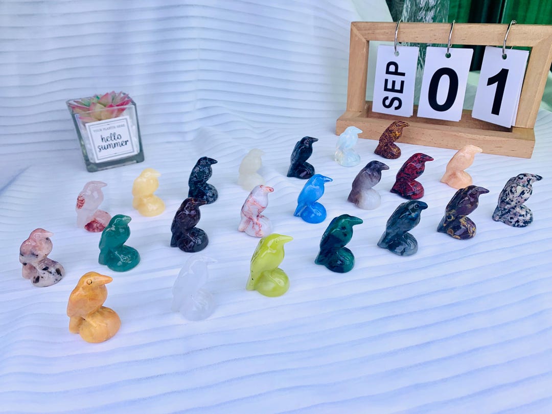 1.5inches Natural Crystal Ravens Figurine, Hand Carved Quartz Crows ...