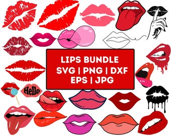 Lips SVG Bundle, Lips Clipart, Lips Silhouette, Love Svg, Bleeding Lips ...