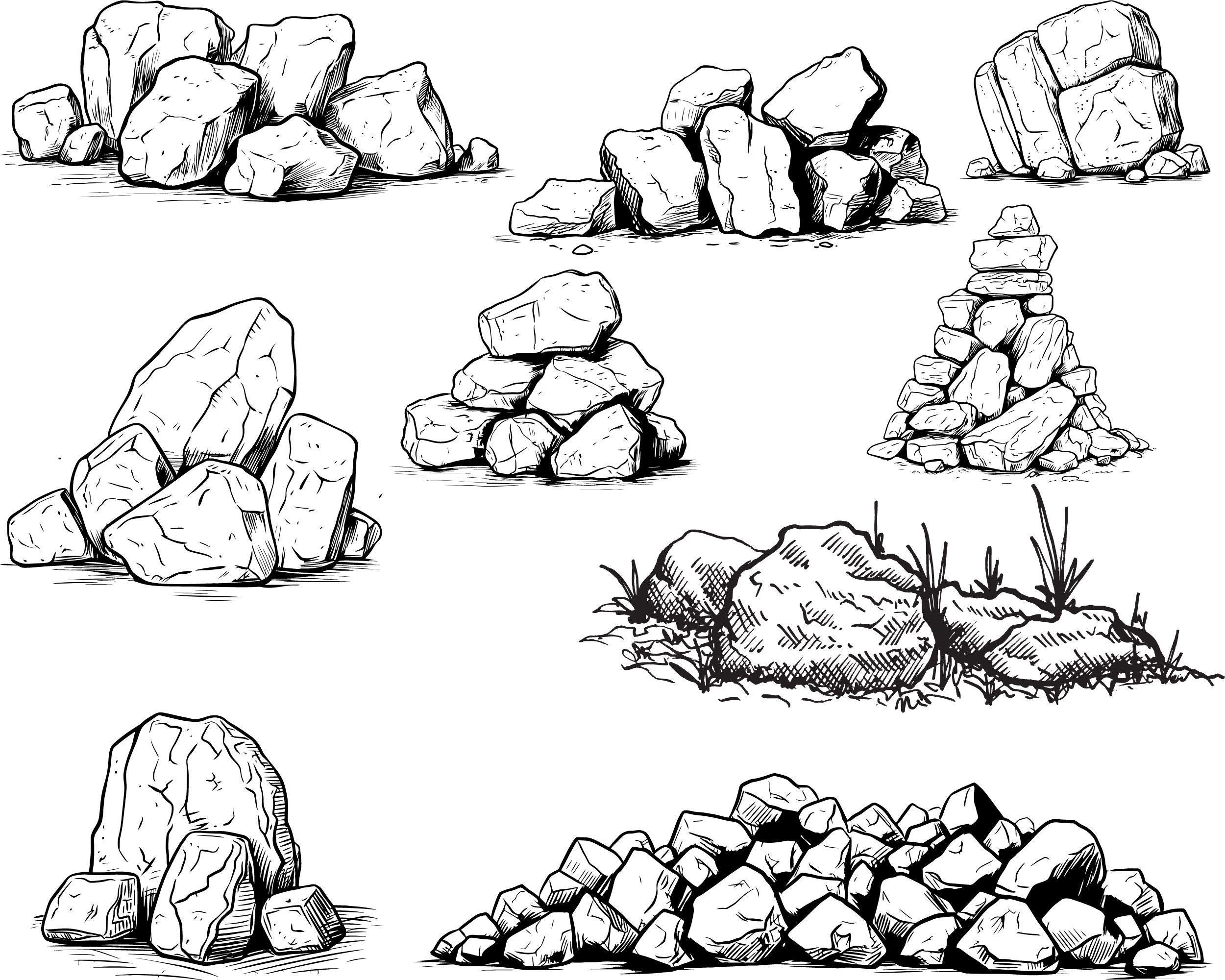 Pile of Rocks Boulder Stone Stack Mound Heap Quarry Png,svg,eps,cricut ...