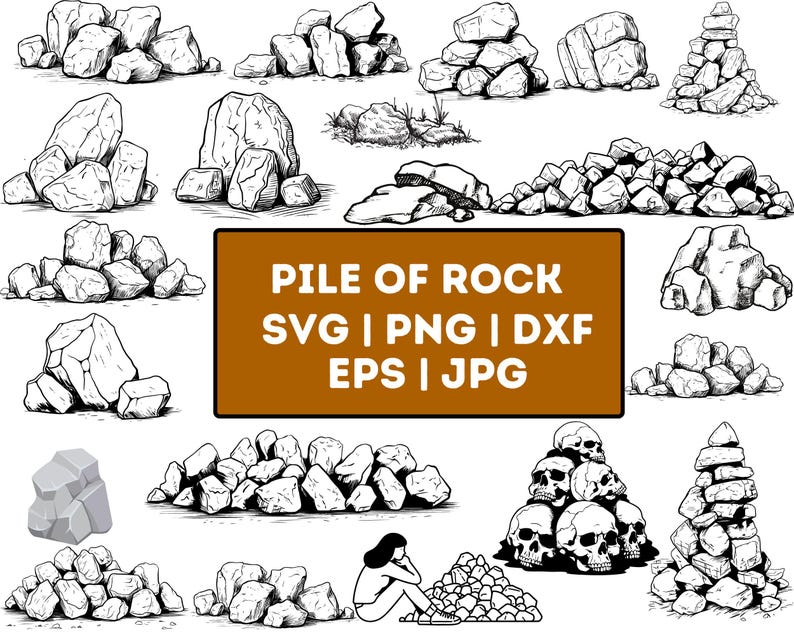 Pile of Rocks Boulder Stone Stack Mound Heap Quarry Png,svg,eps,cricut ...