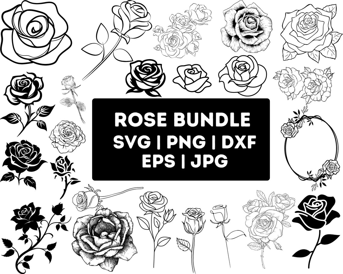 Rose Svg Flower Svg Floral Svg Rose Clipart Svg Files for Cricut Rose ...
