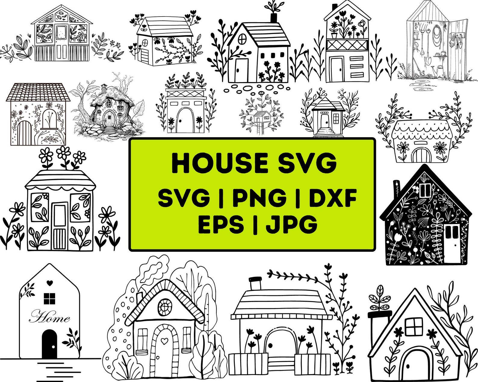 House Svg Bundle, House Silhouette, Little House Svg, House Outline Svg ...
