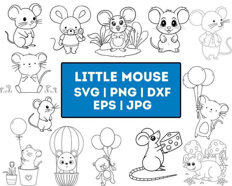 Little Mouse Cartoon Bundle Svg for Cut File, Animals Cut File, Mouse ...