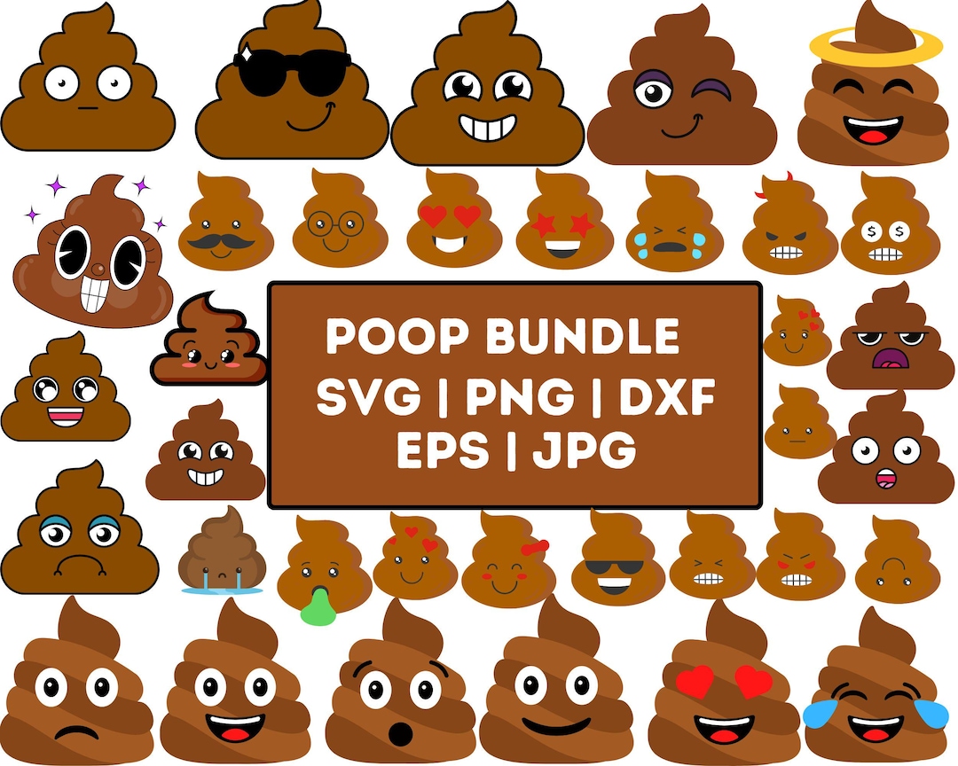 Poop Emoji Svg, Poop Emoji Svg Bundle, Poop Clipart, Layered Poop Emoji ...