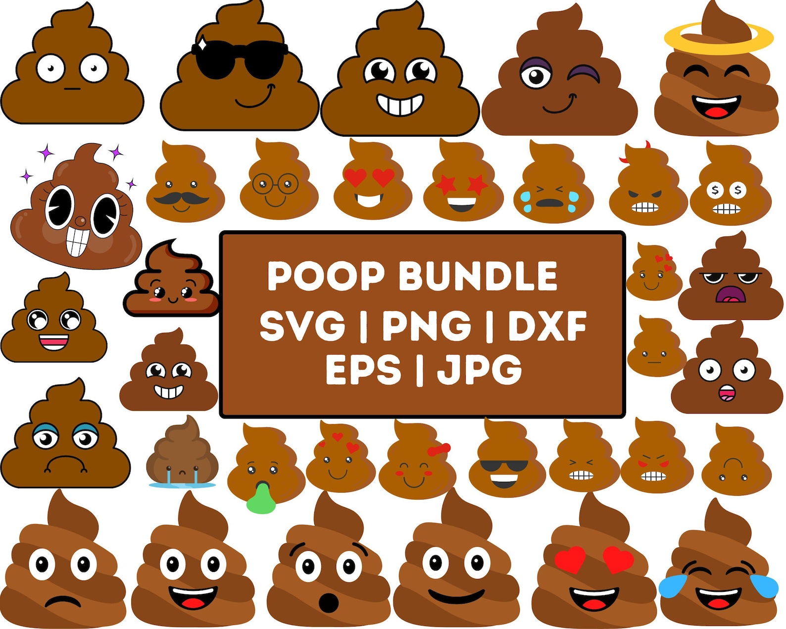 Poop Emoji Svg, Poop Emoji Svg Bundle, Poop Clipart, Layered Poop Emoji ...