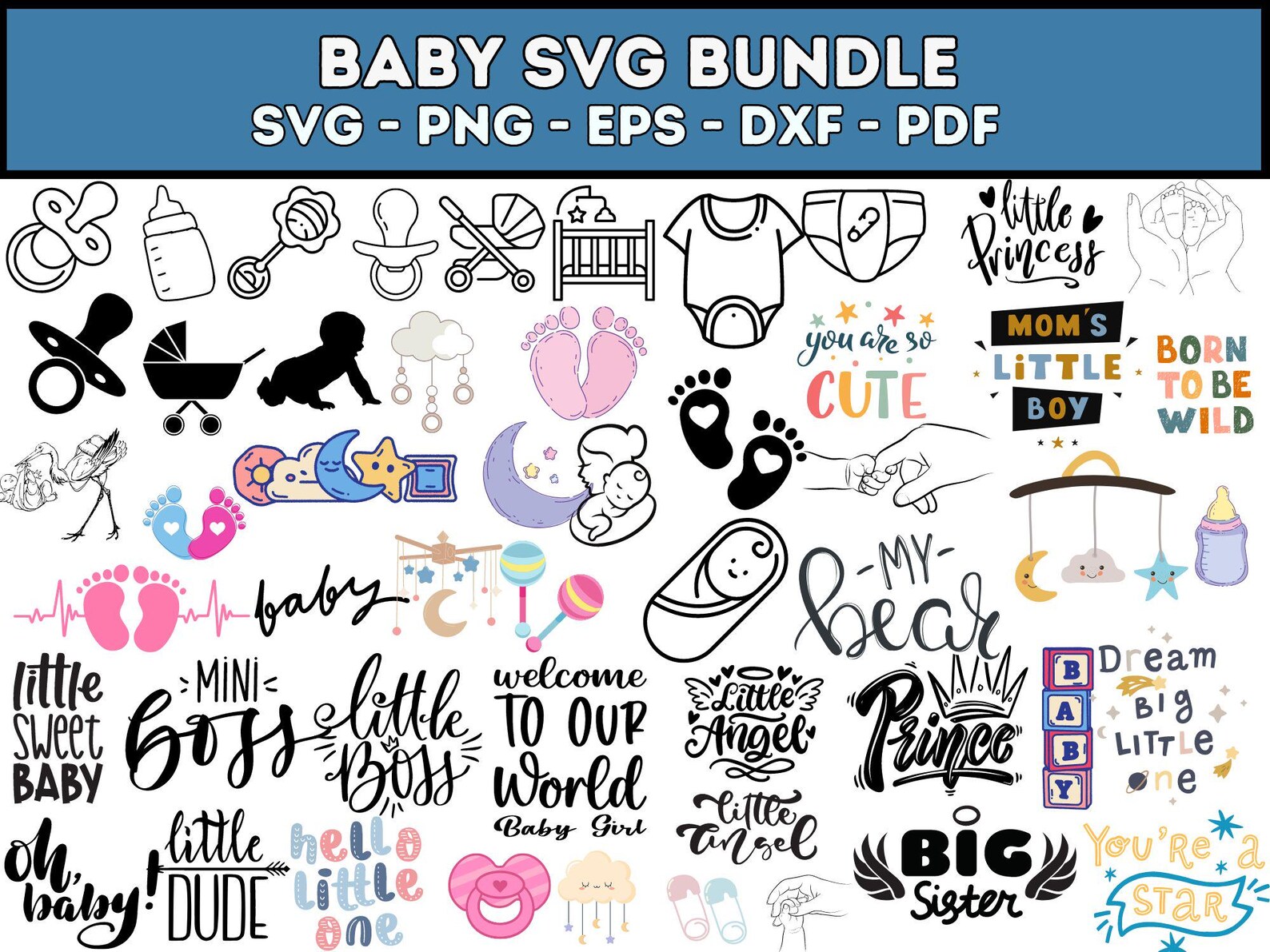 Baby SVG Bundle, Baby PNG Bundle, Baby Clipart, Baby SVG Cut Files for ...